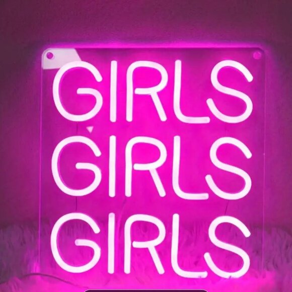 Wall Decor | Girls Girls Girls Pink Neon Led Sign | Poshmark